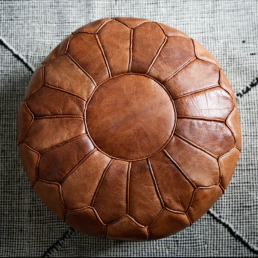 Leather Ottomans & Poufs Australia | Tan Leather Ottoman – Cush & Co